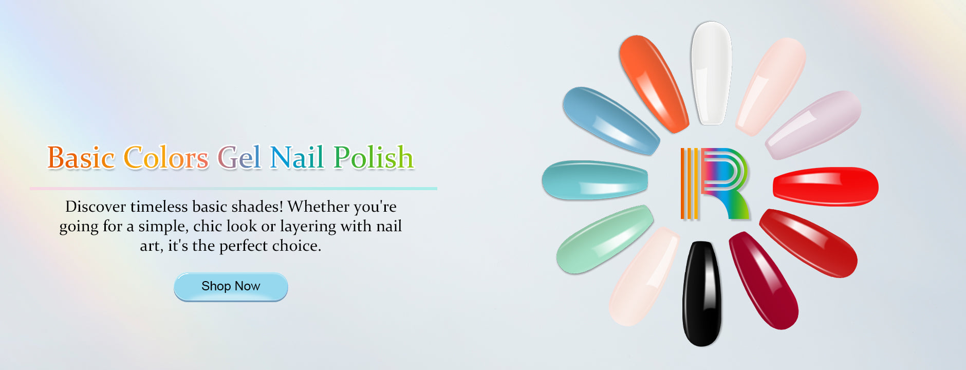 Basic Colors Gel Nail Polish-Bright Rainbow Nails